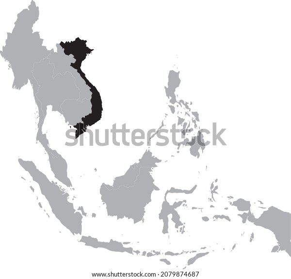 Black Map Vietnam Inside Gray Map Stock Vector (Royalty Free ...