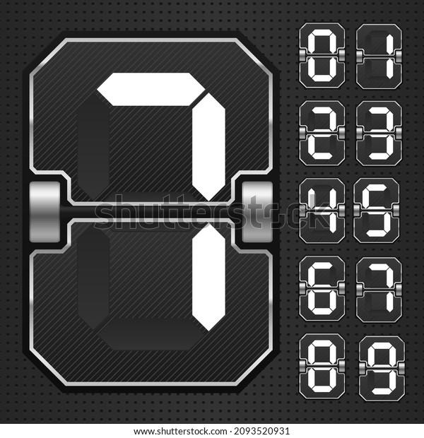Black Mechanical Scoreboard Different Numbers Flip Stock Vector ...