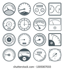 Black Meter Icons Set Isolated On Stock Vector (Royalty Free ...