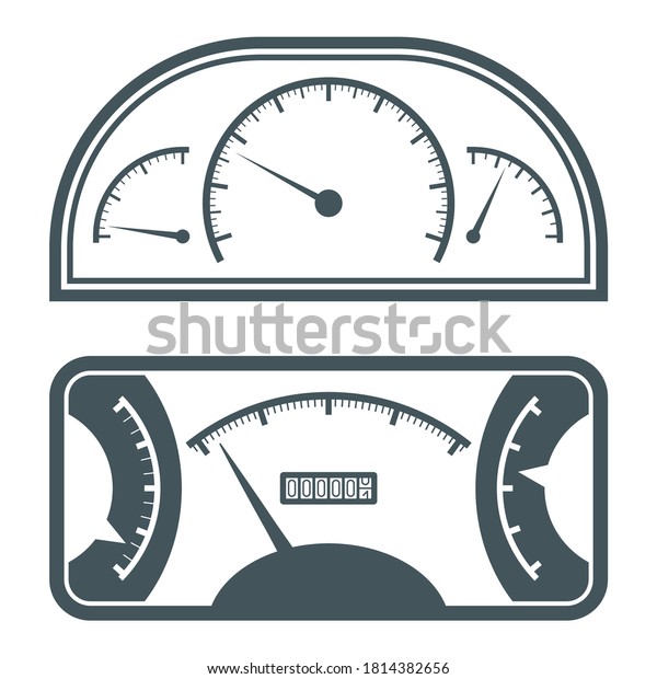 Black Meter Icons Set Isolated On Stock Vector (Royalty Free ...
