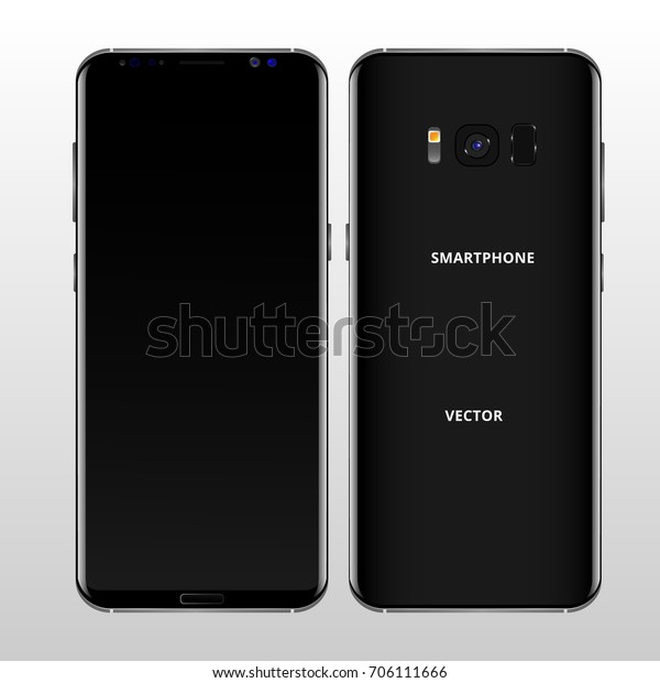 Black Mobile Phone Concept Front View Stock Vector (Royalty Free) 706111666