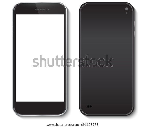 Black Mobile Phone Front Back Side Stock Vector (Royalty Free) 691128973