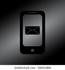 Black Mobile Phone Icon Vector Envelope Stock Vector (Royalty Free ...