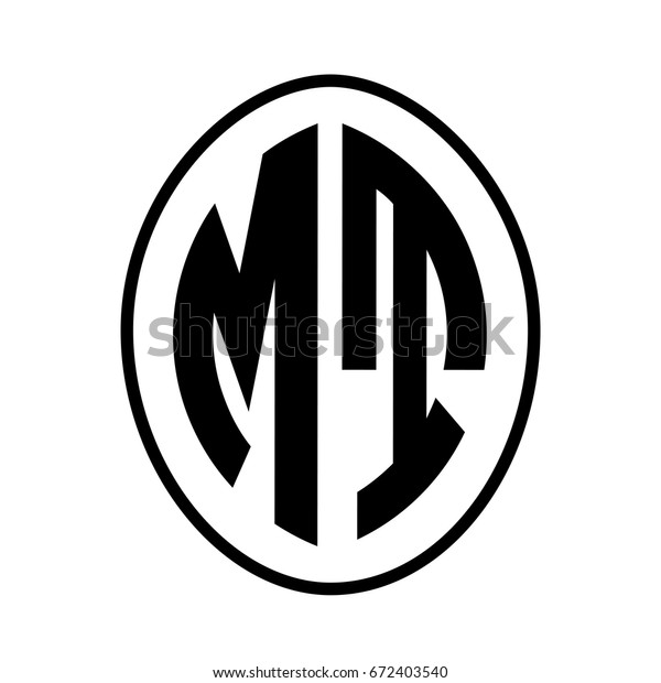 Black Monogram Curved Oval Shape Initial Stock Vector (Royalty Free ...