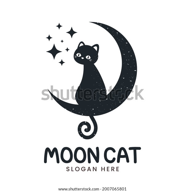 Black Moon Cat Logo Star Stock Vector (Royalty Free) 2007065801 ...