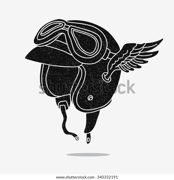 Black Motorcycle Helmet Goggles Wings Vector: เวกเตอร์สต็อก (ปลอดค่า ...