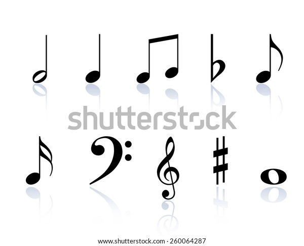 Black Music Notes Symbols Isolated On Stock Vector (Royalty Free) 260064287