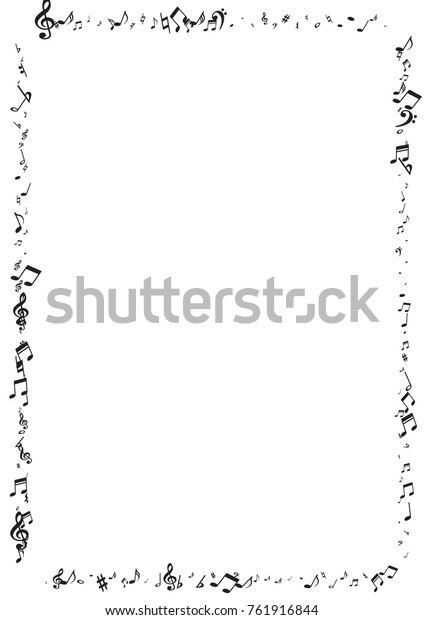 Black Musical Notes Flying Border Isolated Stock Vector (Royalty Free ...