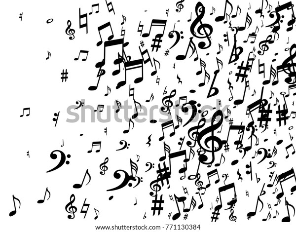 Black Musical Notes Flying Isolated On Stock Vector (Royalty Free ...