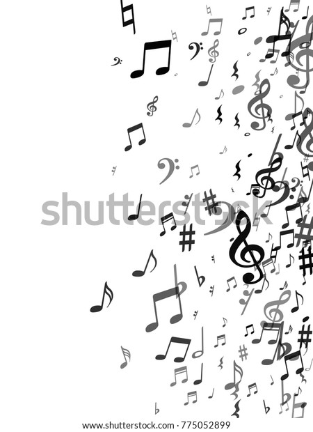 Black Musical Notes Flying Isolated On Stock Vector (Royalty Free ...