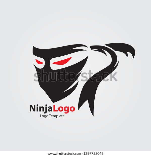 Black Ninja Logo Stock Vector (Royalty Free) 1289722048