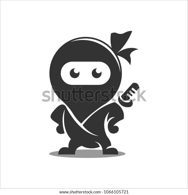 Black Ninja Mascot Stock Vector (Royalty Free) 1066105721