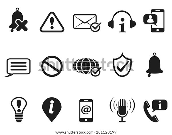 Black Notification Information Icons Set Stock Vector (Royalty Free ...