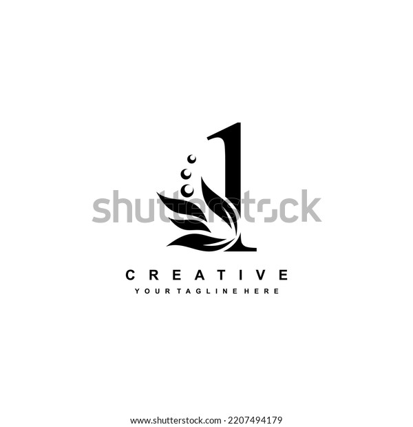 Black Number 1 Logo Design Flourish Stock Vector (Royalty Free ...