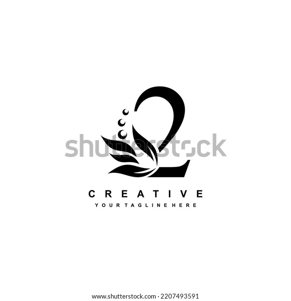 Black Number 2 Logo Design Flourish Stock Vector (Royalty Free ...