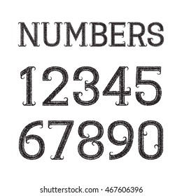 Black Numbers Grainy Texture Font Grunge Stock Vector (Royalty Free ...