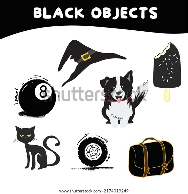 Black Objects Worksheet Children Education About: เวกเตอร์สต็อก (ปลอด ...