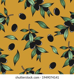 Black Olives On Mustard Background Vector Stock Vector (Royalty Free ...