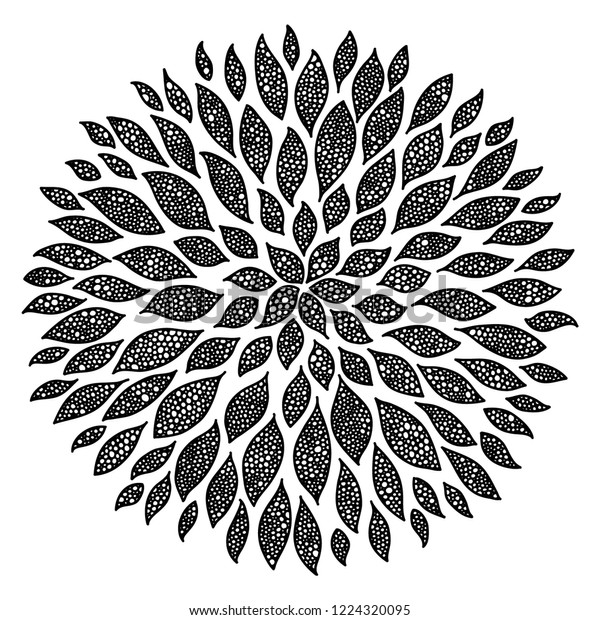 Black On White Round Rosette Leaves Stock Vector (Royalty Free) 1224320095