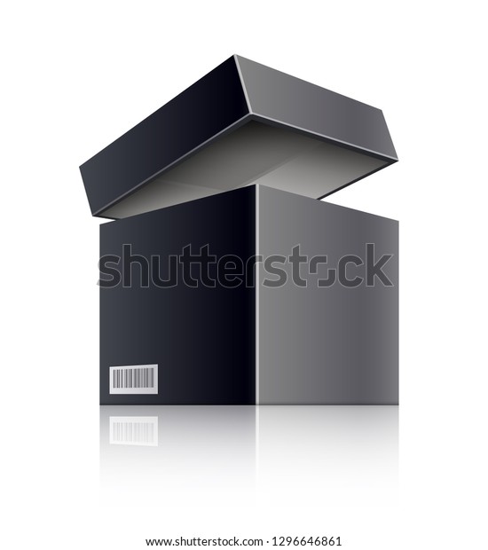 Black Open Box Lid Realistic Packaging Stock Vector (Royalty Free ...