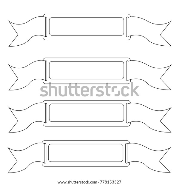 Black Outline Blank Label Badge Ribbon: เวกเตอร์สต็อก (ปลอดค่าลิขสิทธิ์ ...