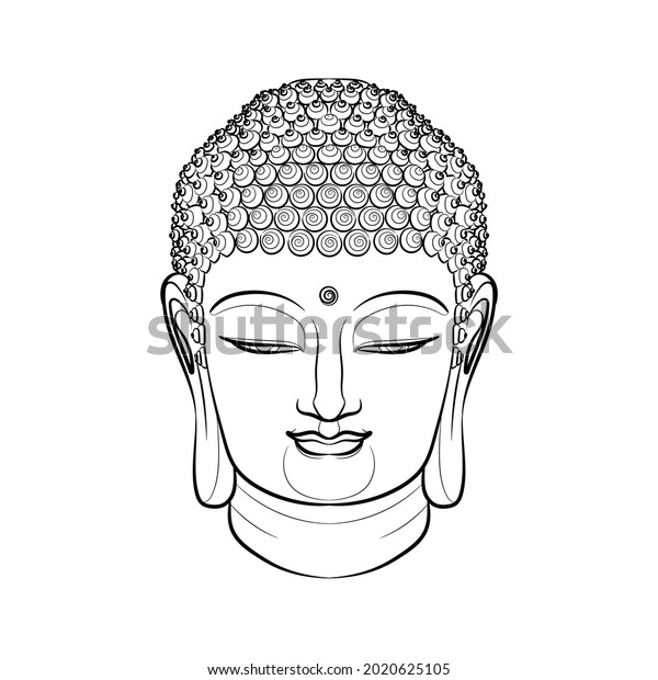 Borde negro cabeza de Buda sobre: vector de stock (libre de regalías ...