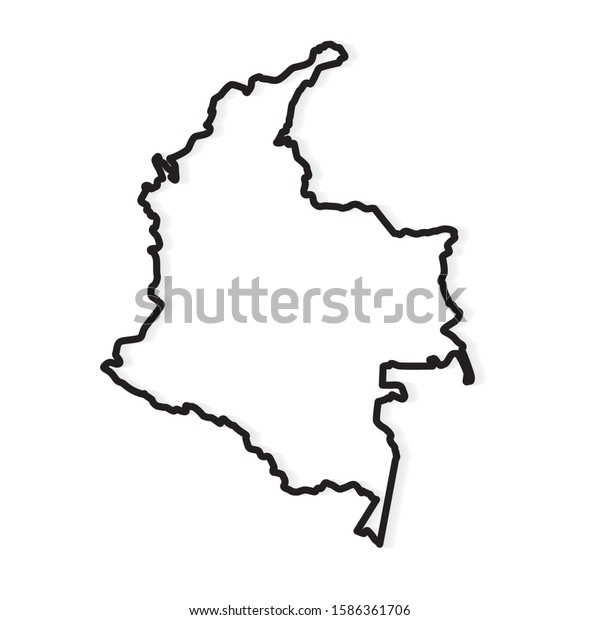 Black Outline Colombia Map Vector Illustration Stock Vector (Royalty ...
