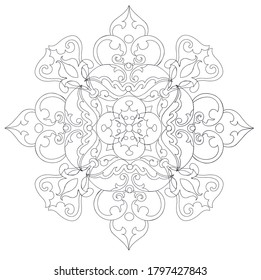 Black Outline Floral Isolated Pattern Stock Vector (Royalty Free ...