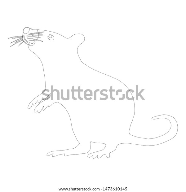 Black Outline Icon Curious Standing Rat Stock Vector (Royalty Free ...