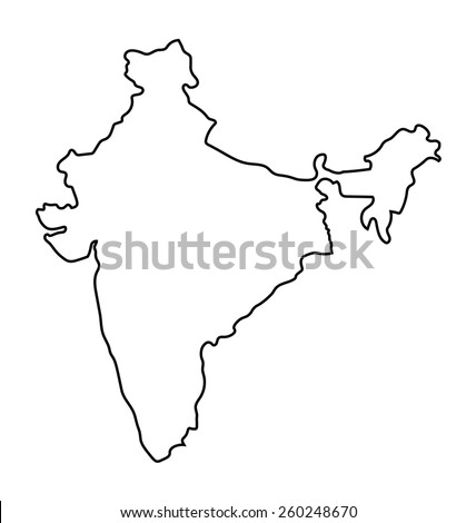 Black Outline India Map Stock Vector (Royalty Free) 260248670 ...