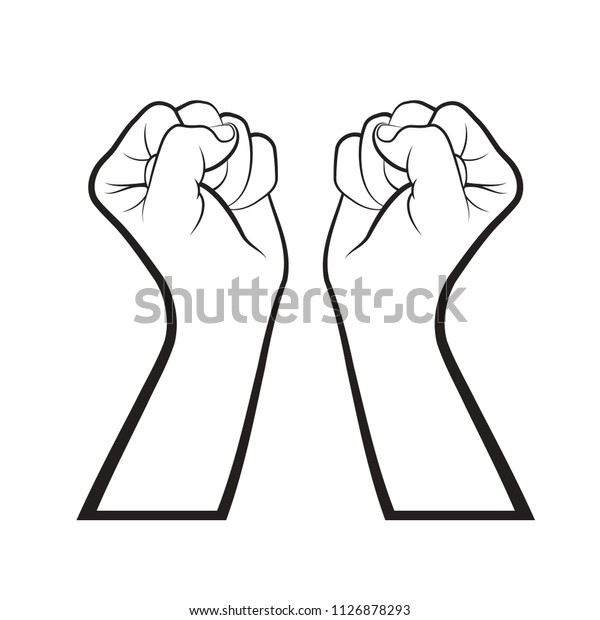 Black Outline Isolated Two Hands Showing Stock Vector (Royalty Free ...