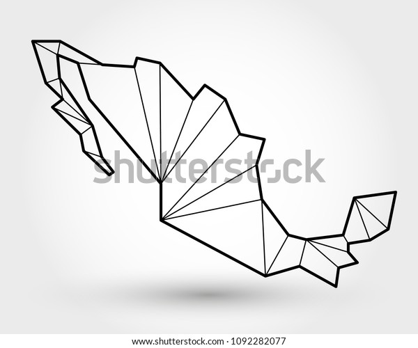Black Outline Map Mexico Stylized Concept Stock Vector (Royalty Free ...