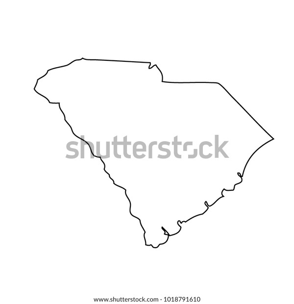 Black outline map state USA - South Carolina. Vector.