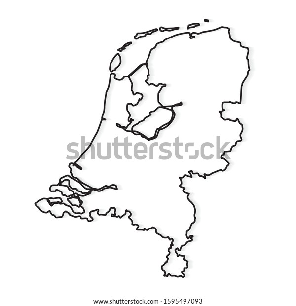 Black Outline Netherlands Map Vector Illustration Stock Vector (Royalty ...