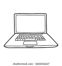 Black Outline Open Laptop Computer Icon Stock Vector (Royalty Free ...
