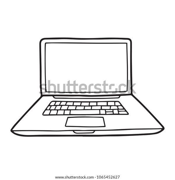 Black Outline Open Laptop Computer Icon Stock Vector (Royalty Free ...