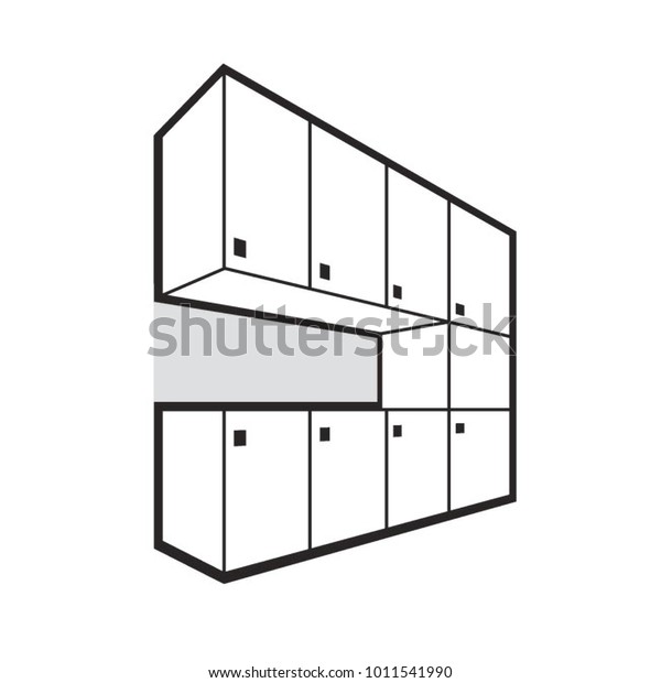 Black Outline Pantry Cupboard Vector Illustration Stock Vector (Royalty ...