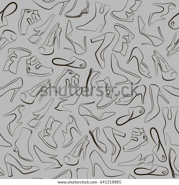 Black Outline Pattern Shoe Shading On Stock Vector (Royalty Free ...