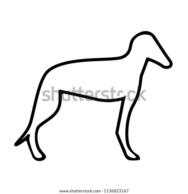Black Outline Silhouette Greyhound Simple Flat Stock Vector (Royalty ...