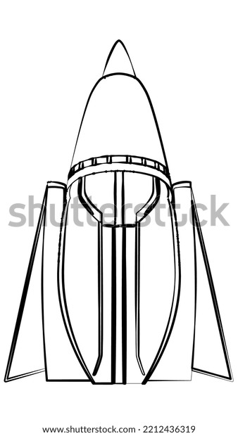 Black Outline Triangle Spaceship Isolated On Stock Vector (Royalty Free ...