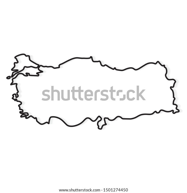 Black Outline Turkey Map Vector Illustration Stock Vector (Royalty Free ...