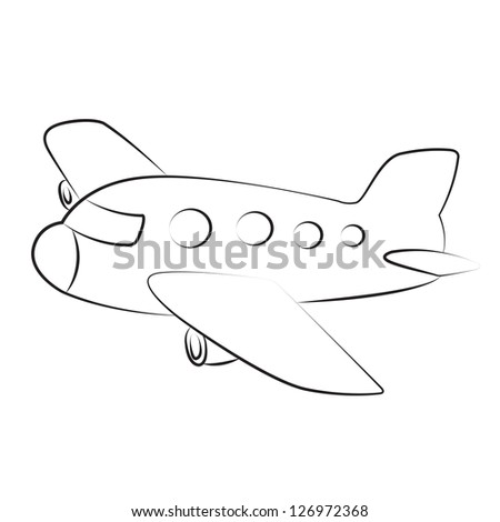 Black Outline Vector Airplane On White Stock Vector (Royalty Free ...