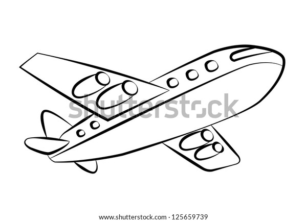 Black Outline Vector Airplane On White Stock Vector (Royalty Free ...