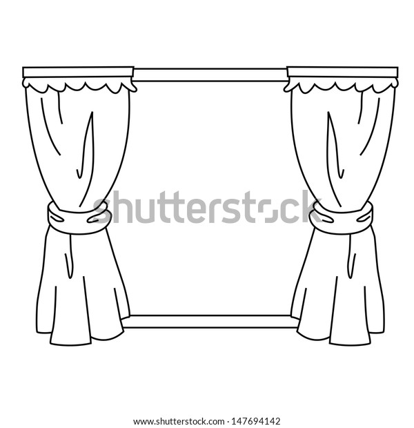 Black Outline Vector Curtain On White Stock Vector (Royalty Free ...