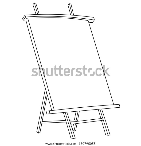 Black Outline Vector Easel Painting On Stock Vector (Royalty Free ...