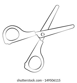 Black Outline Vector Scissors On White Stock Vector (Royalty Free ...