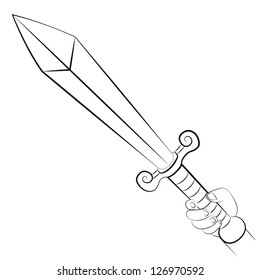 Black Outline Vector Sword On White Stock Vector (Royalty Free) 126970592