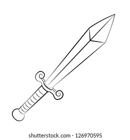Black Outline Vector Sword On White Stock Vector (Royalty Free) 126970592