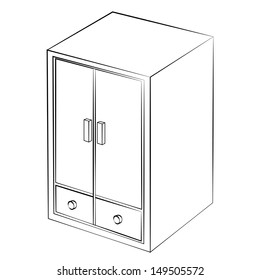 Black Outline Vector Wardrobe On White Stock Vector (Royalty Free ...