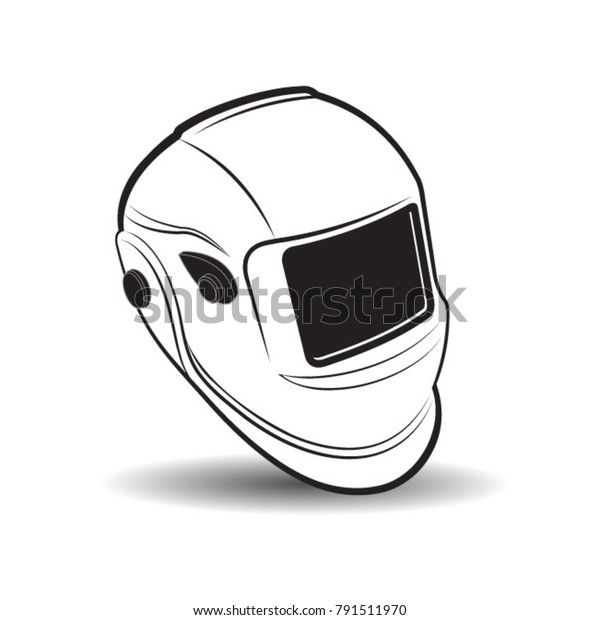 Black Outline Welding Head Shield Vector: เวกเตอร์สต็อก (ปลอดค่า ...